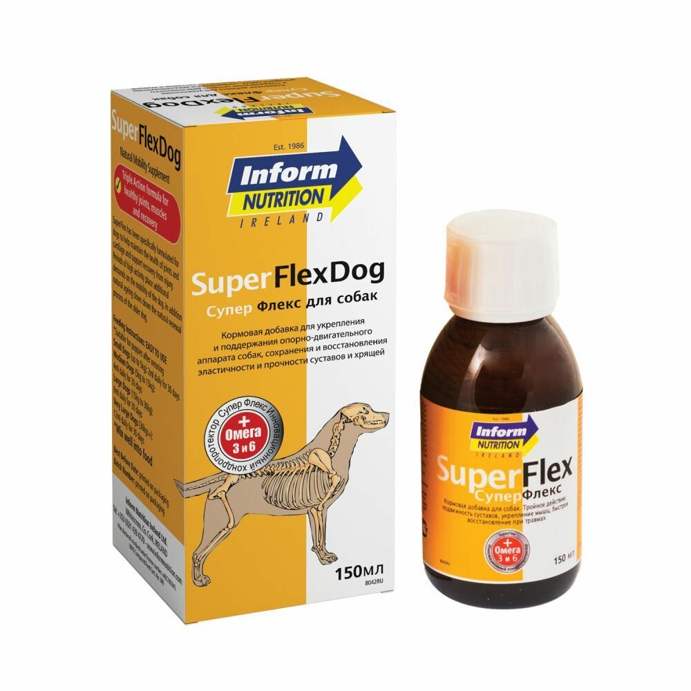 Кормовая добавка для собак Inform Nutrition SuperFlex для поддержания опорно-двигательного аппарата, 150 мл