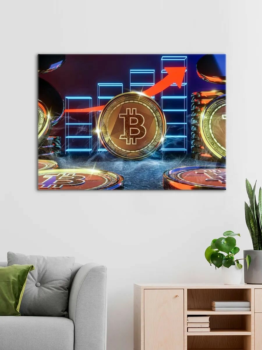 Картина на стену "Биткойн BTC", 40х30 см