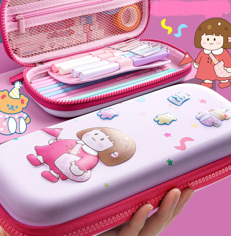 Пенал школьный с 3D рисунком девочка розовыйПенал школьный с 3D рисунком девочка розовый -