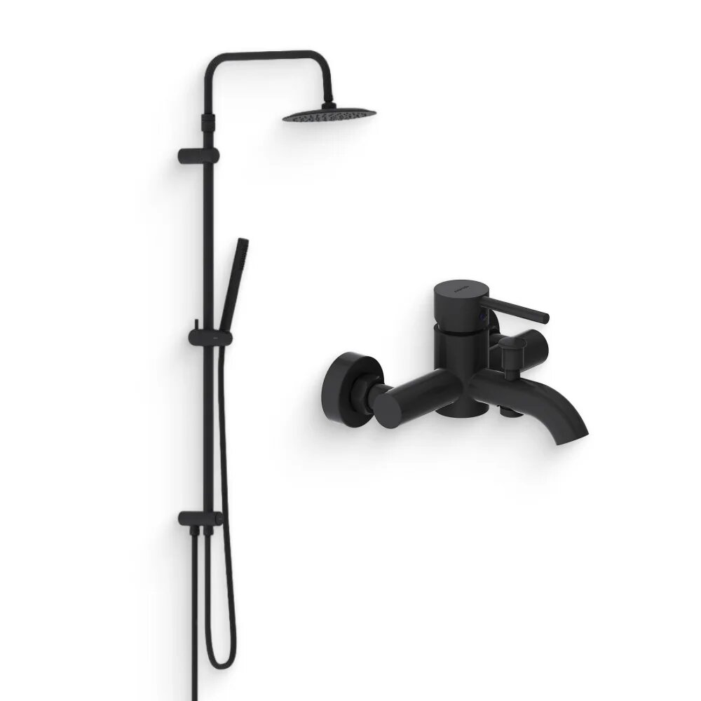 Душевой комплект Смеситель Damixa Scandinavian Pure 361000300 черный / Стойка 936000300 черная матовая