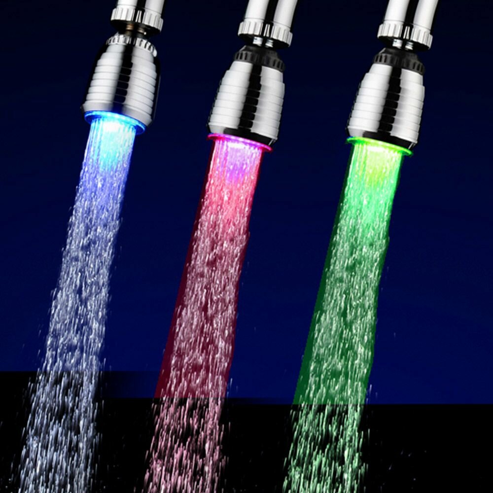 Светодиодный светильник для водопроводного крана с RGB-подсветкой, меняющей цвет струи воды, с регулировкой температуры, для использования на кухне и в ванной комнате