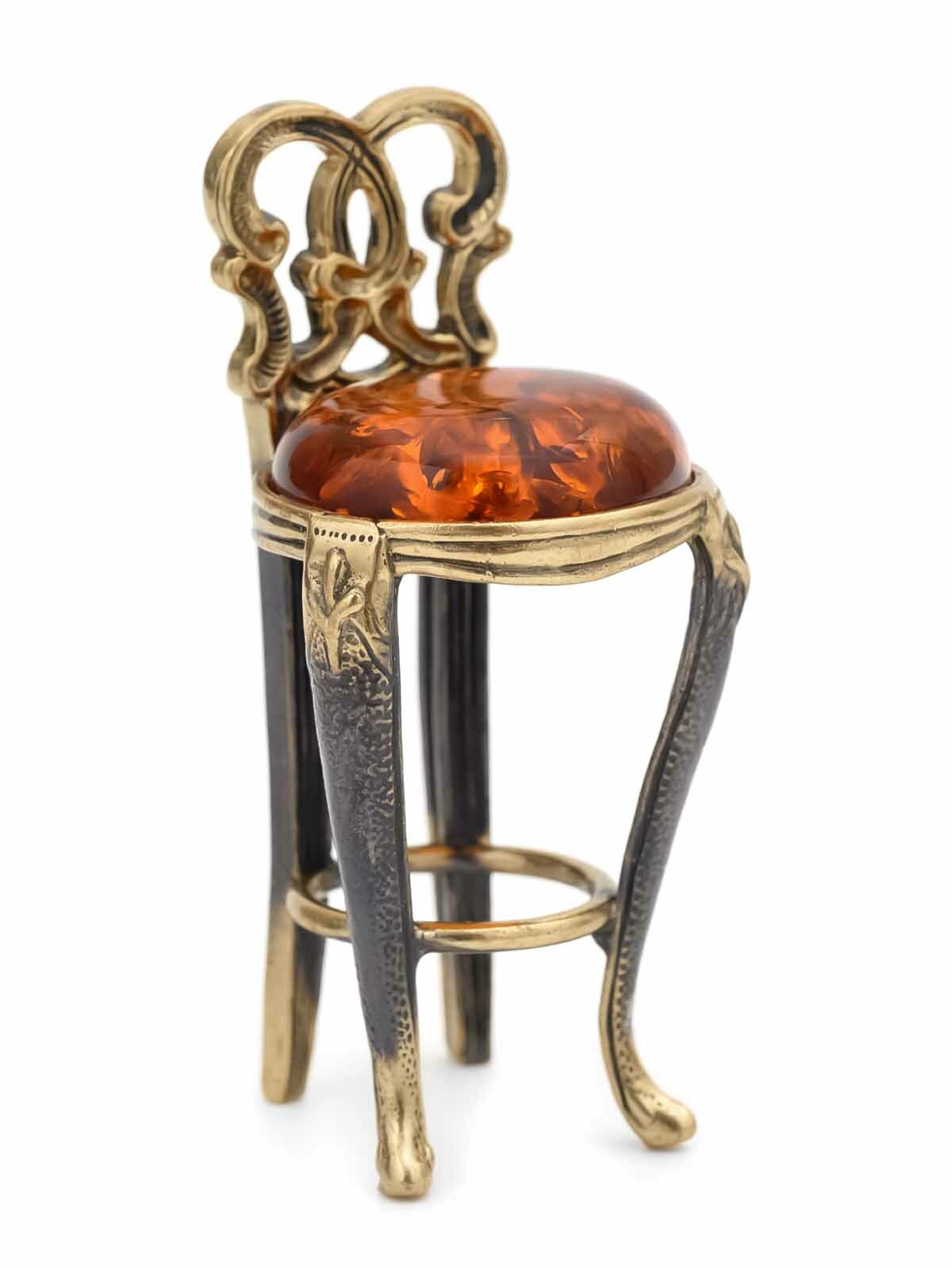 Сувенирная фигурка - Стул барный, Балтийский Янтарь, 6,0 см