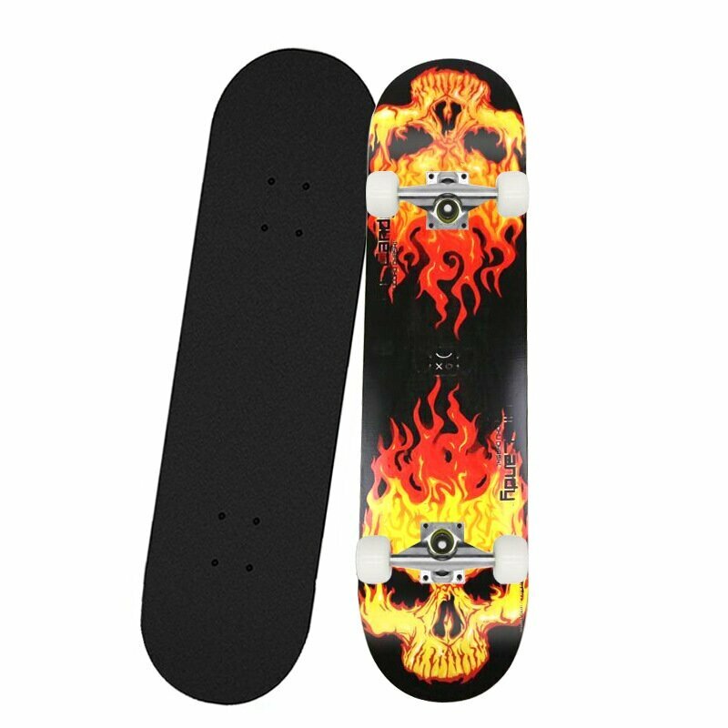 Скейтборд "Четырехколесный", кленовый, красный огонь