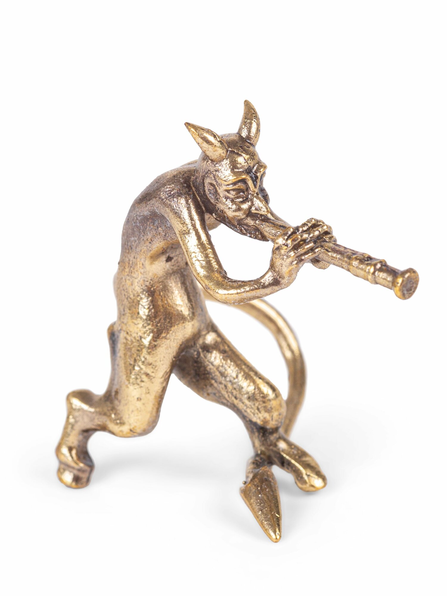 Чертик веселый с дудочкой латунная статуэтка интерьерная для декора дома