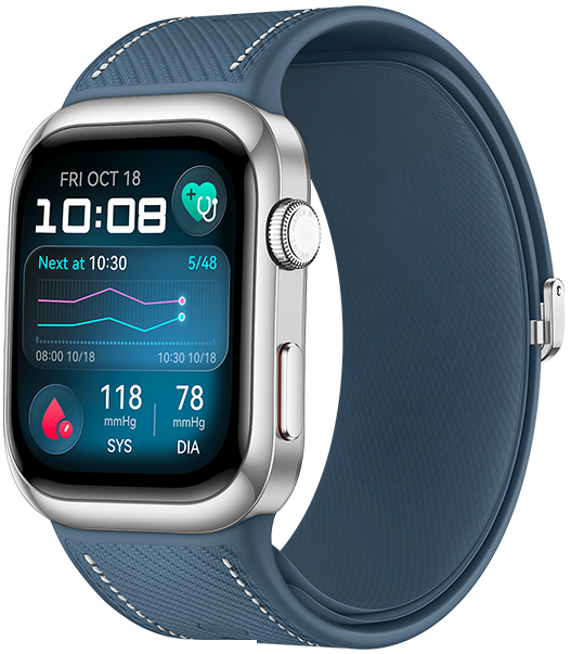 Смарт-часы HUAWEI WATCH D2 Silver Aluminum Alloy Case, Blue Composite Leather Strap (Luca-B29)