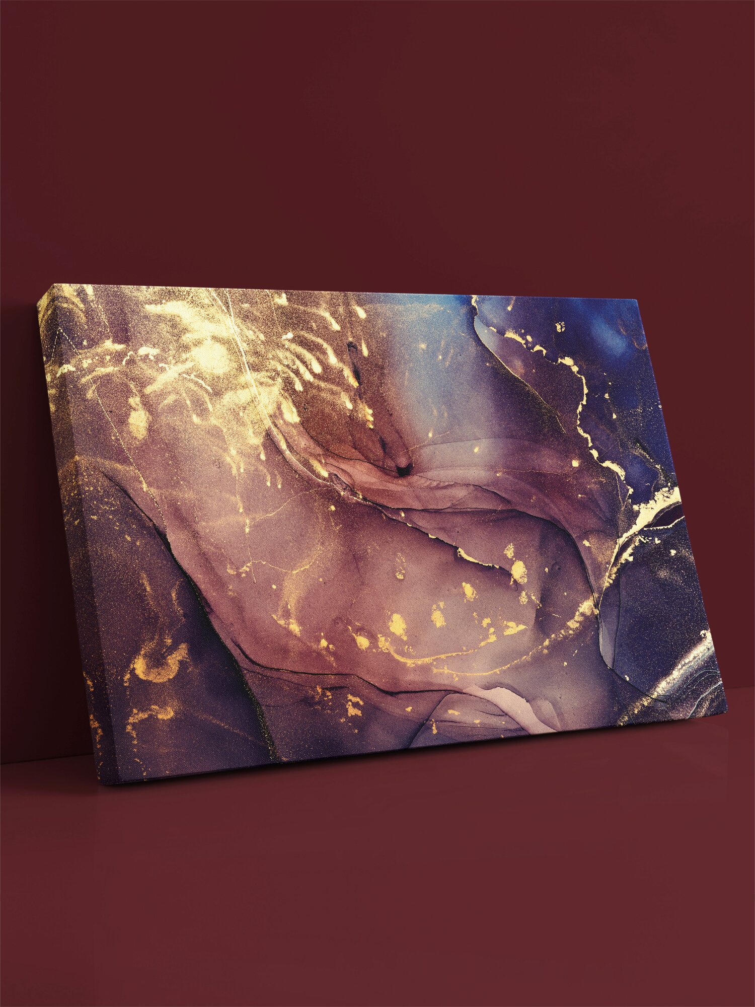 Картина для интерьера на стену абстракция. Коричневые с золотом разводы 50х80 см на холсте на подрамнике