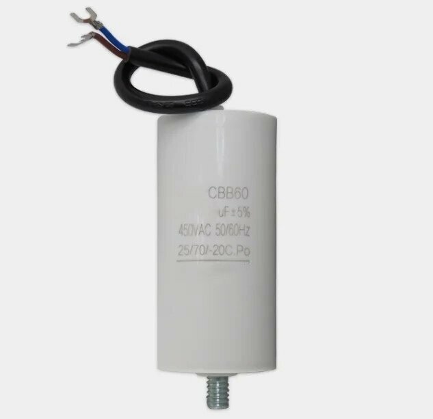 Конденсатор пусковой насоса Калибр 10 мкФ 450В К78, с проводами и крепежным болтом