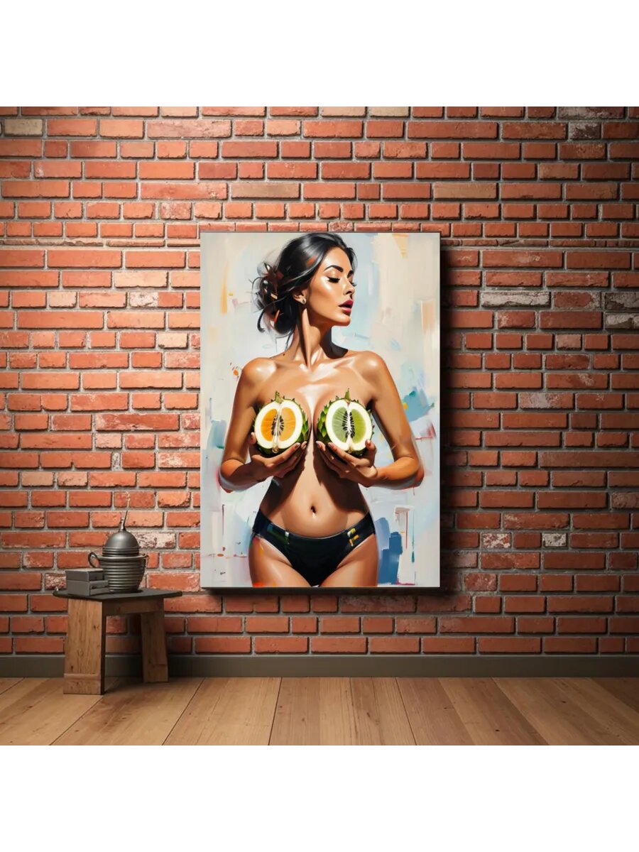 Картина в мужскую спальню Экзотика, голая девушка, эротика, постер, 30*40 см