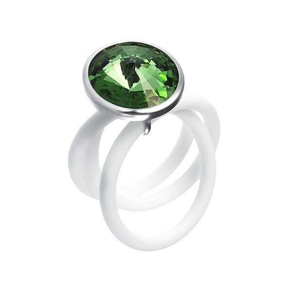 Кольцо, серебро, 925 проба, каучук, стекло