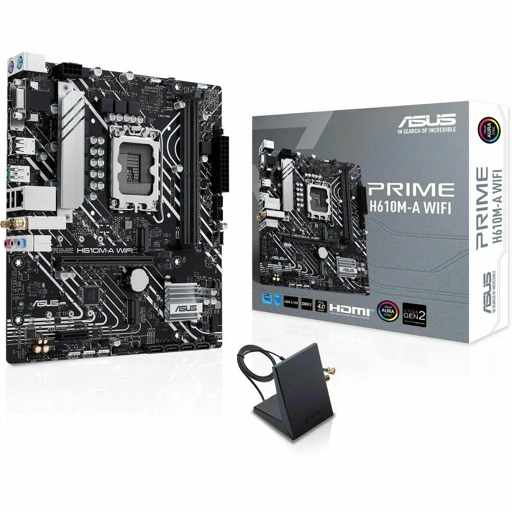 Материнская плата Asus PRIME H610M - A WIFI Socket 1700, mATX, 2xDDR5 96GB