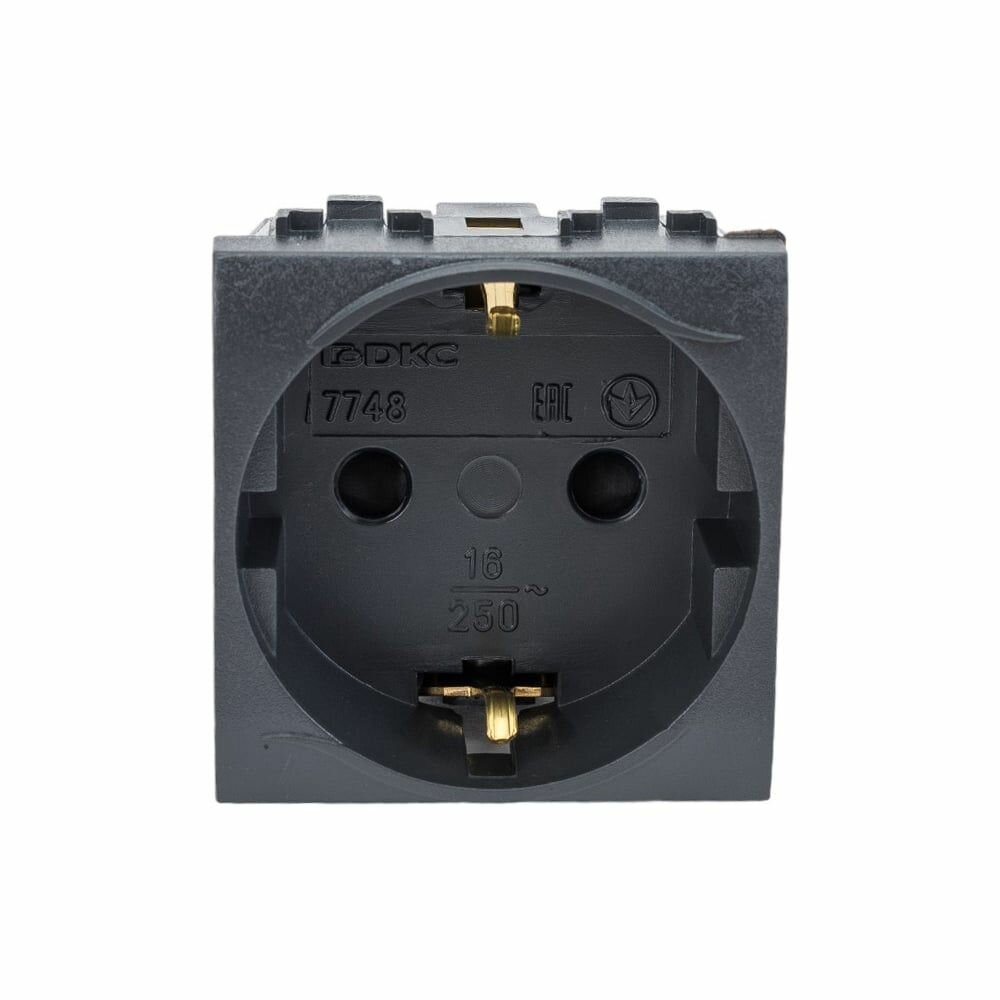 Розетка 1-м СП 2мод. Brava 16А IP20 с заземл. защ. шторки черн. DKC 77482N