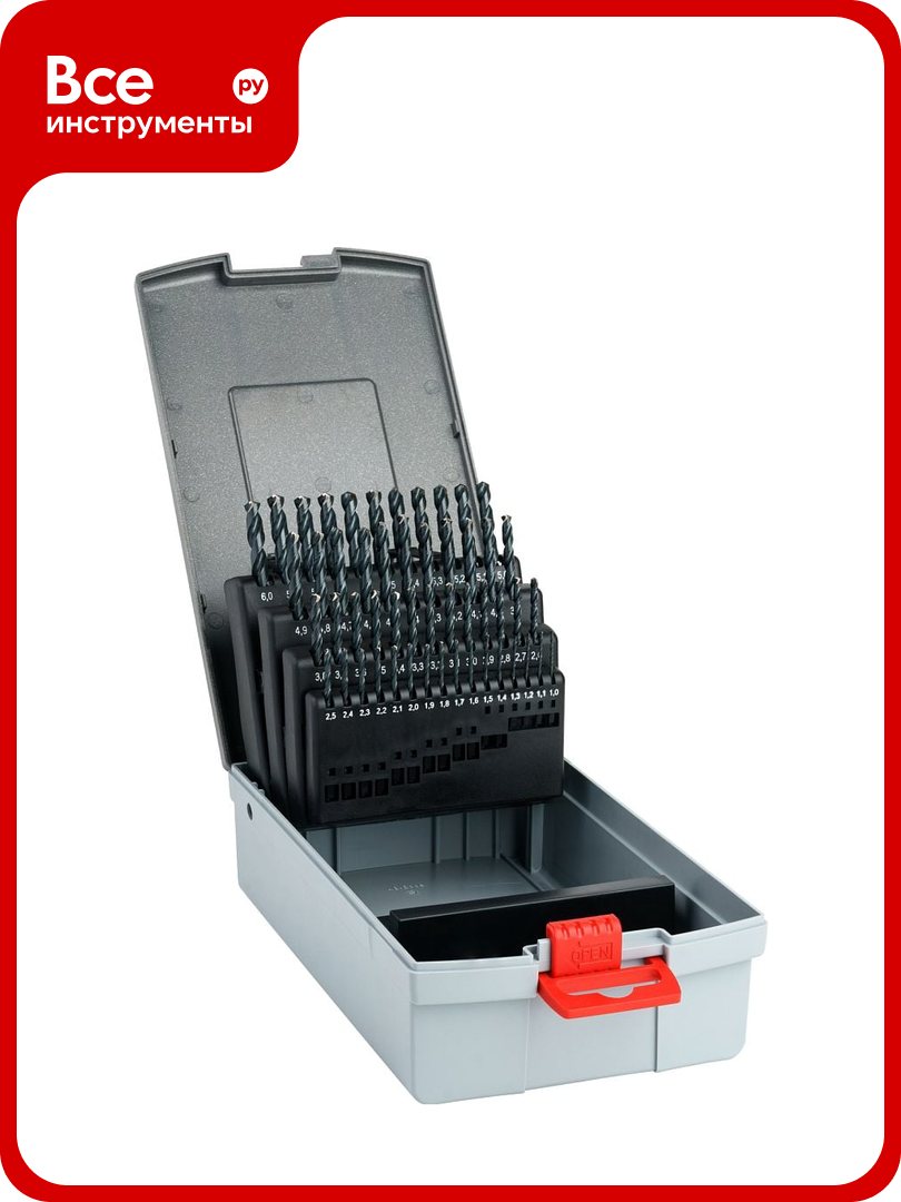 Набор сверл спиральных по металлу MTE HSS-G PRO DIN 338 1.0-6.0 мм, сверления отверстий