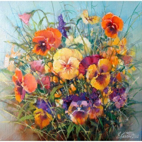 Картина стразами (алмазная мозаика) 30*40см, остров сокровищ "Букет с анютками", без подрам, 662574