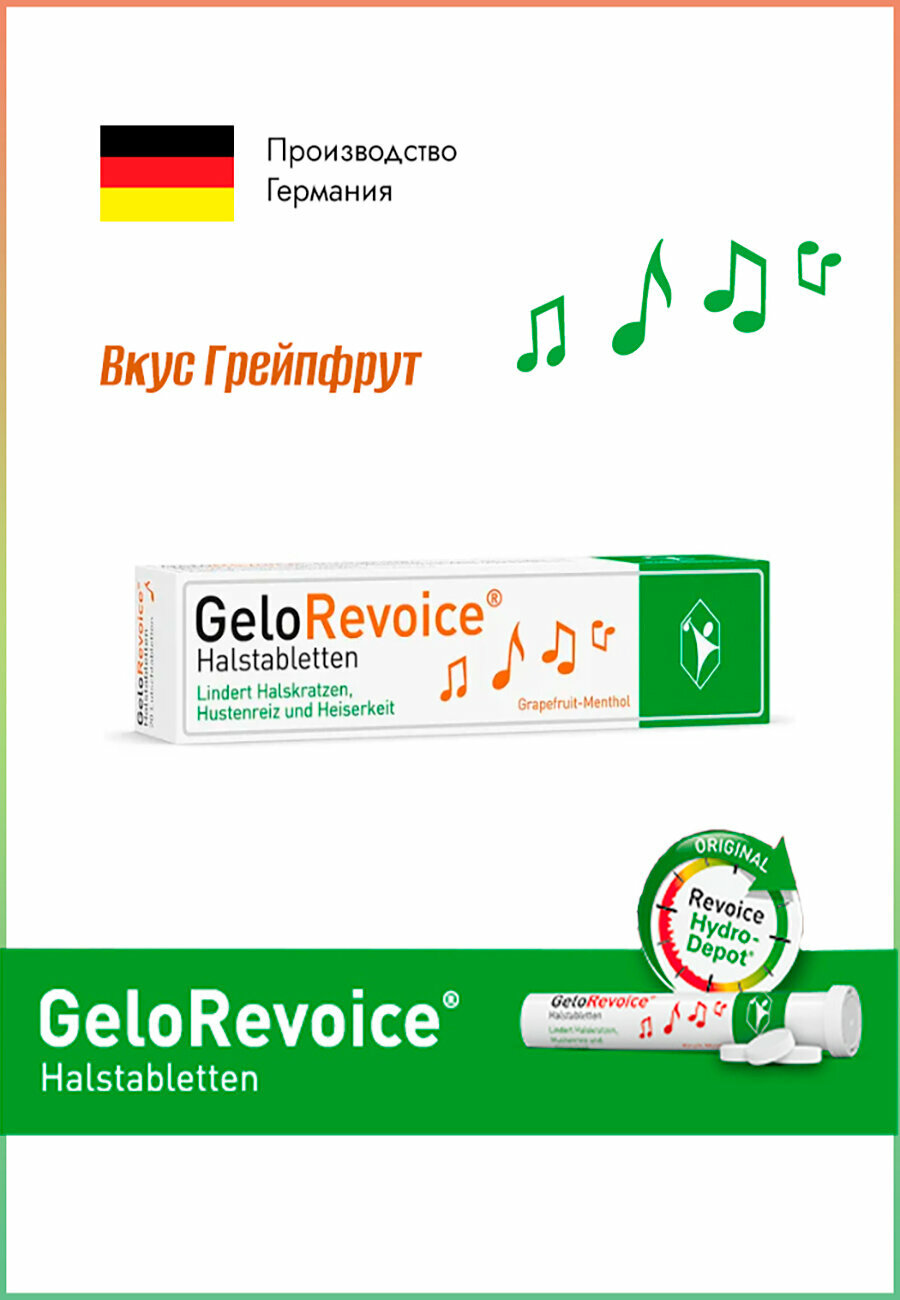 GeloRevoice, Гелоревойс таблетки для горла, грейпфрут-ментол, 20 шт