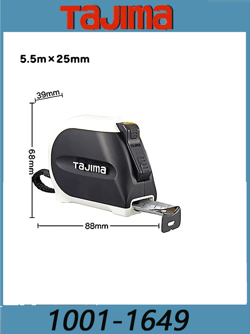 TAJIMA , Высокоточная рулетка, двусторонняя шкала, функция автоматической блокировки, JIS Class 1, 1001-1649