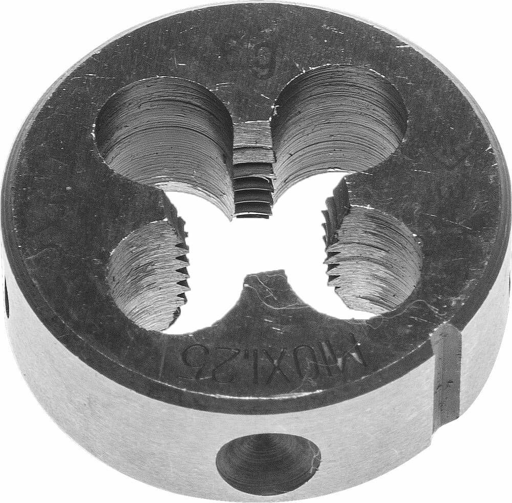Плашка круглая ручная ЗУБР М10 x 1.25 мм, сталь 9ХС 4-28022-10-1.25