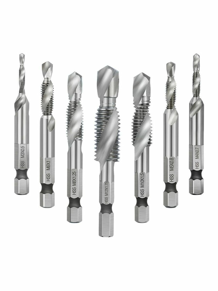 Набор сверл-метчиков XCAN, М3-М12, 7 штук