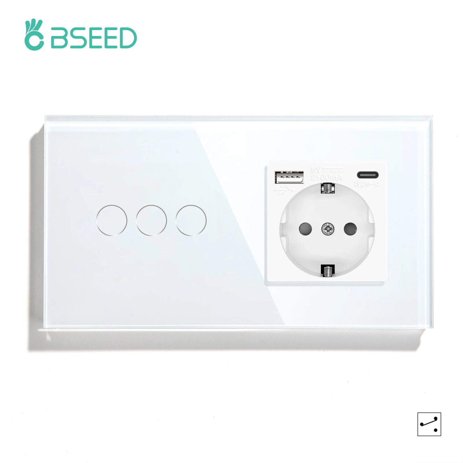 Сенсорные выключатели света BSEED 1/2/3 Gang со встроенной розеткой USB