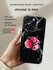 Чехол на Apple iPhone 15 Pro / Айфон 15 Про с принтом "Букет на черном мраморе"