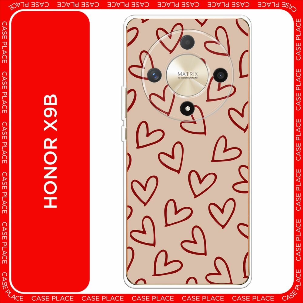Чехол на Honor X9b / Хонор X9B с принтом "Little hearts doodles 1 - 14 февраля"