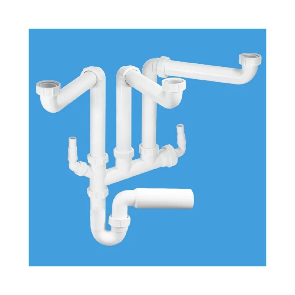 McAlpine Сифон Без Выпуска ф-40 P-обр. с 3-мя многорядными входами и 2-мя носиками SSK3-50