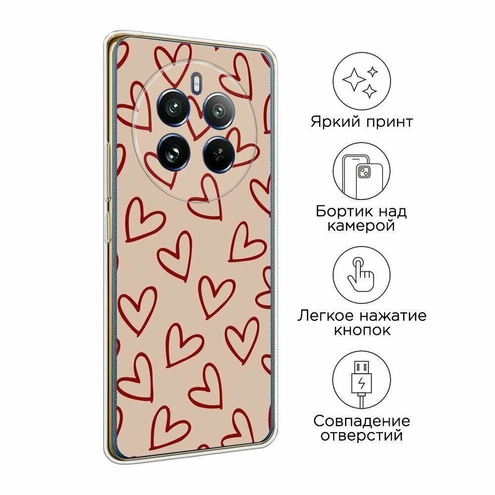 Чехол на Realme 12 Pro / Реалми 12 Про с принтом "Little hearts doodles 1 - 14 февраля" — фото 1