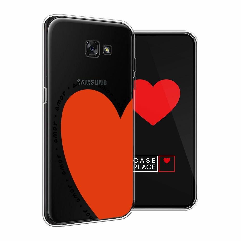 Чехол на Samsung Galaxy A7 2017 / Самсунг Галакси А7 2017 с принтом "amor heart 2 - 14 февраля", прозрачный — фото 1