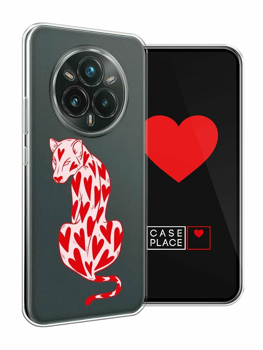 Чехол на Realme 14 Pro / Реалми 14 Про с принтом "Heart panther 2 - 14 февраля", прозрачный — фото 1
