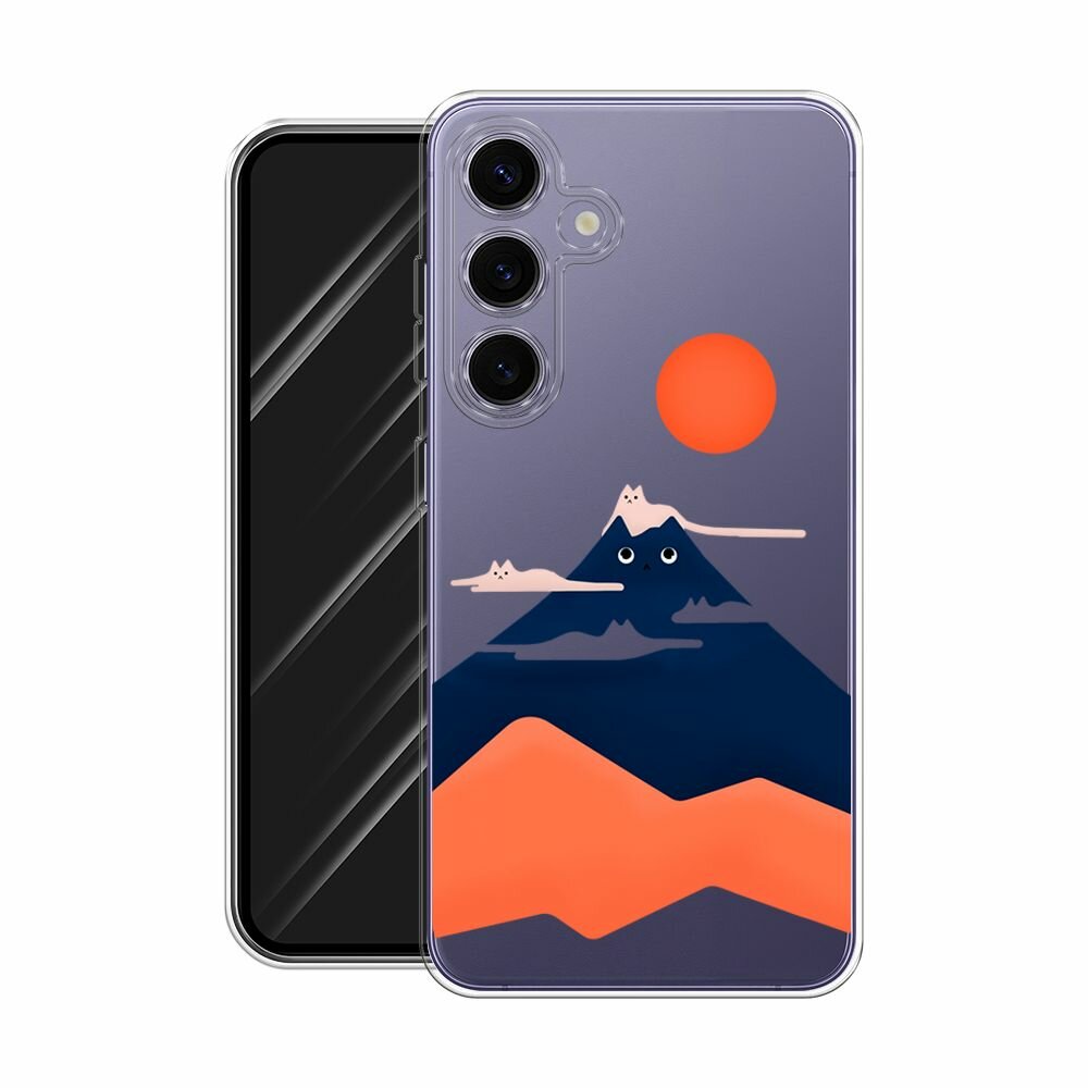 Чехол на Samsung Galaxy S24 Plus / Самсунг S24 Plus с принтом "Кот-гора", прозрачный — фото 1