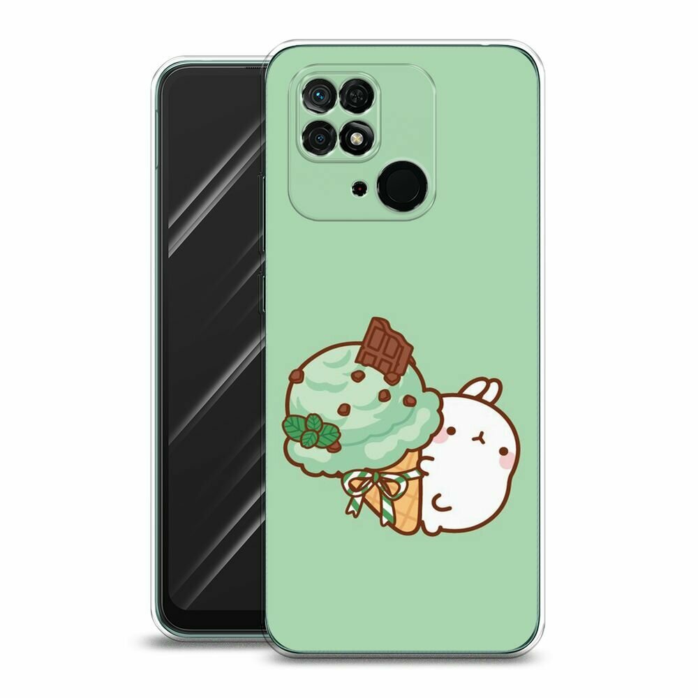 Чехол на Xiaomi Redmi 10C / Сяоми Редми 10C с принтом шоколад-мята мороженое — фото 1