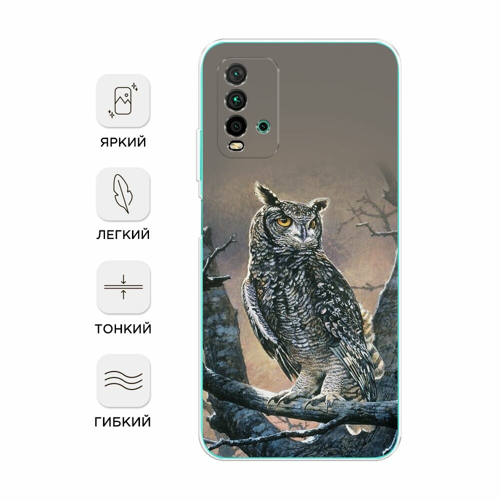 Чехол на Xiaomi Redmi 9T / Сяоми Редми 9Т с принтом "Сова арт 5" — фото 1