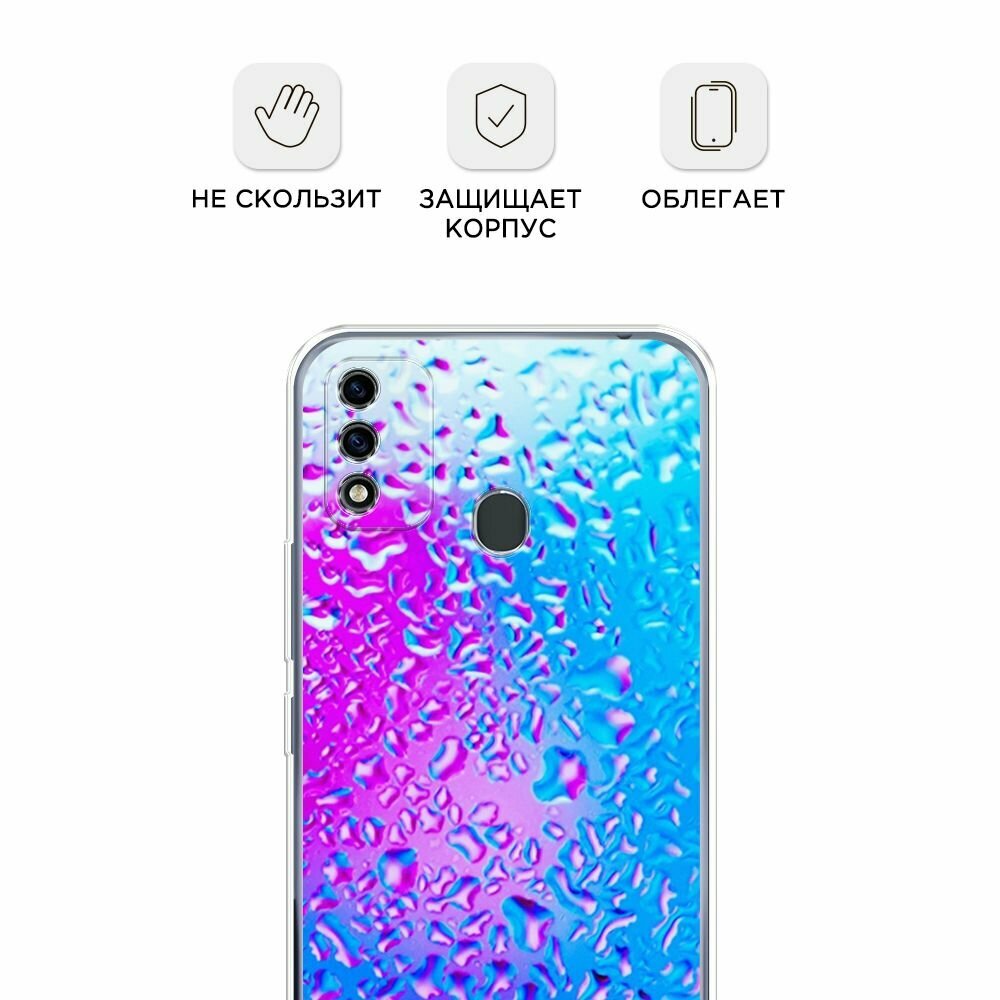 Силиконовый чехол на Itel A48 / Ител А48 с принтом "Капли на стекле" — фото 1
