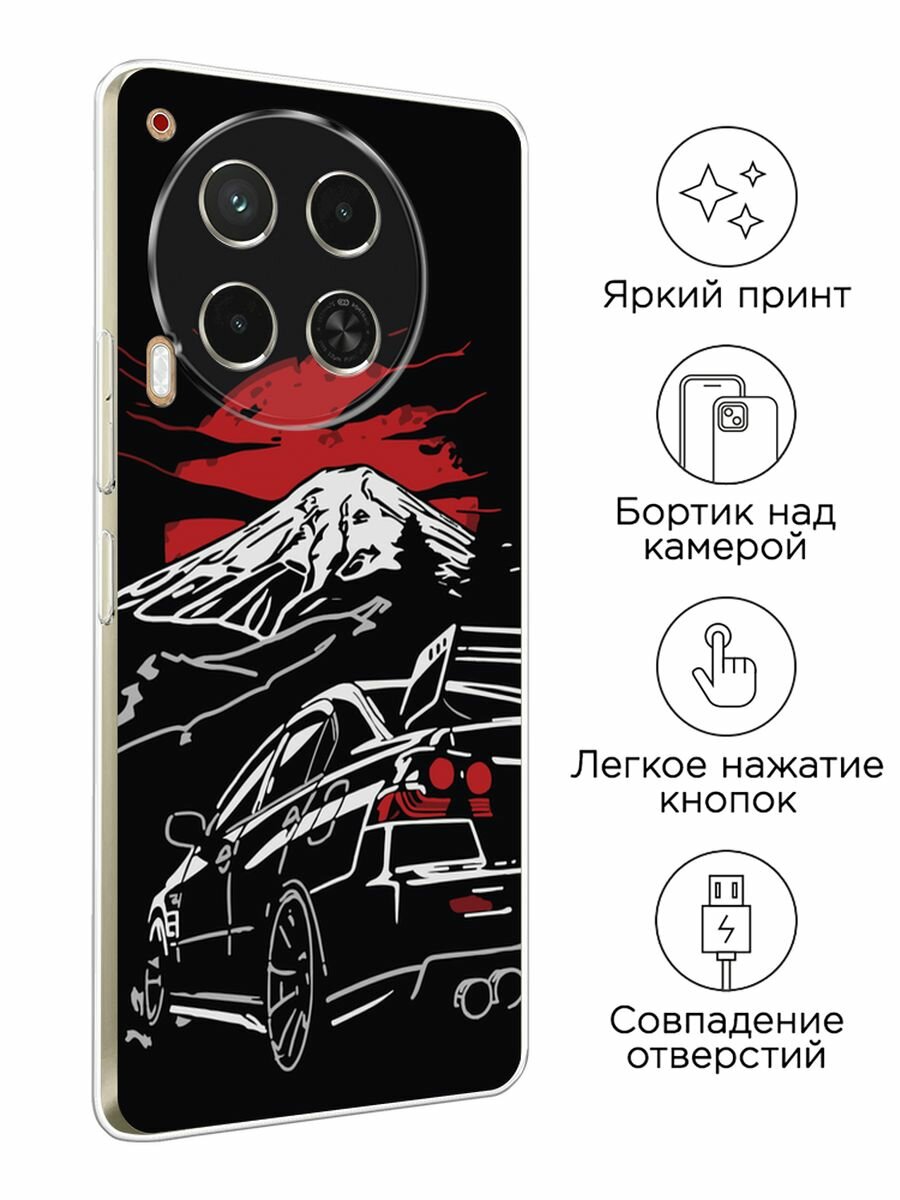 Чехол на Tecno Camon 30 4G / Текно Камон 30 4G с принтом "Машина в горах JDM" — фото 1