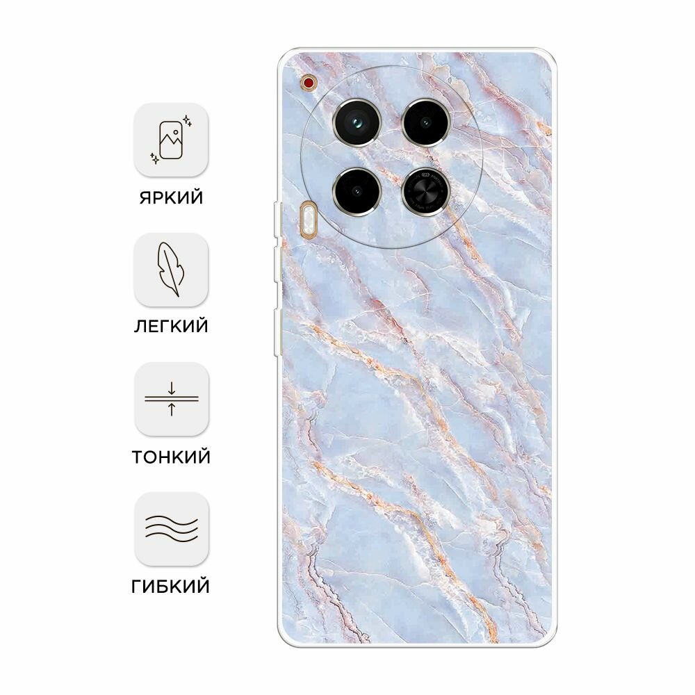 Чехол на Tecno Camon 30 4G / Текно Камон 30 4G с принтом "Сиреневый мрамор" — фото 1