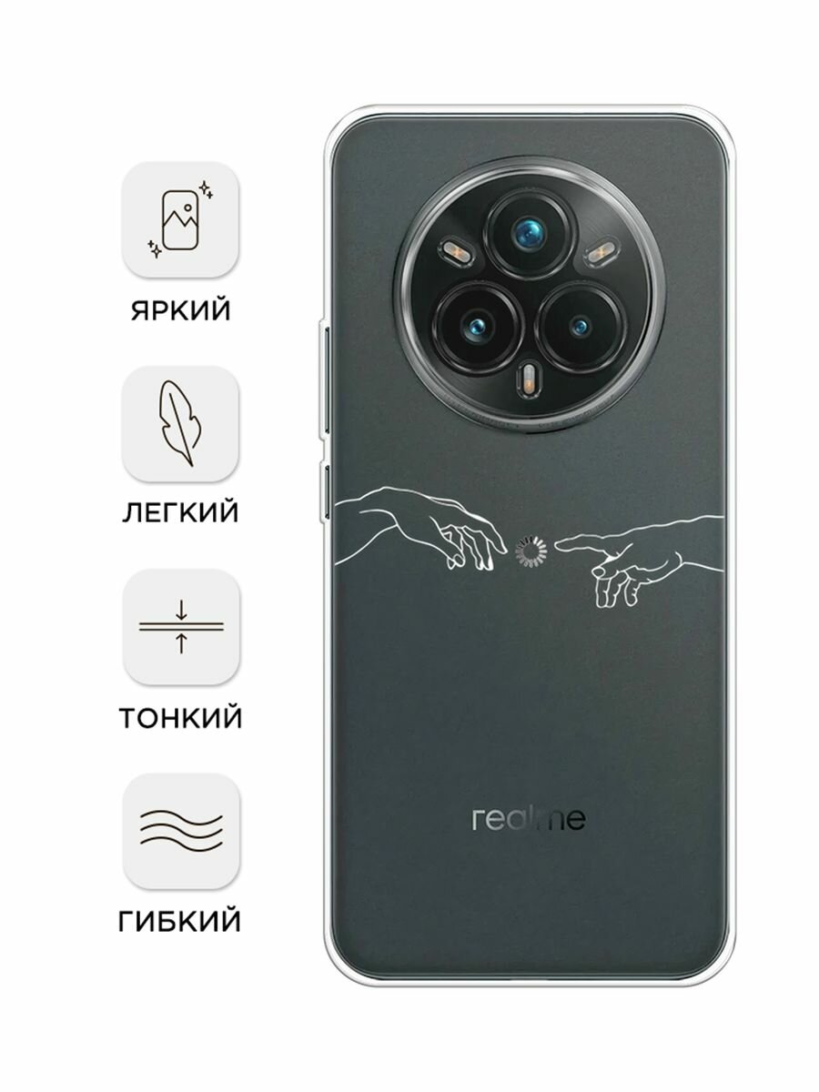 Чехол на Realme 14 Pro / Реалми 14 Про с принтом "Загрузка творения", прозрачный — фото 1
