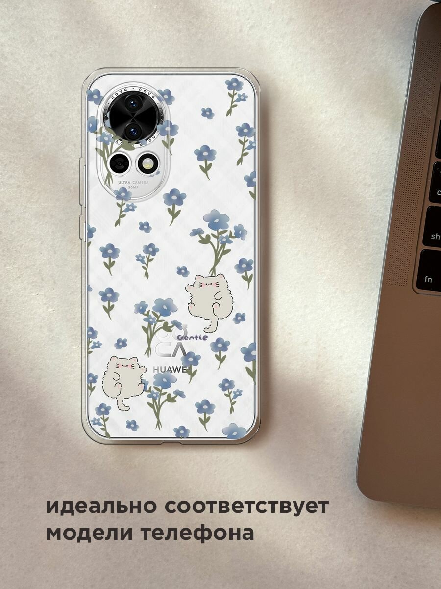 Чехол на Huawei Nova 12/Nova13 / Хуавей Нова 12/Нова 13 с принтом "Gentle cats", прозрачный — фото 1