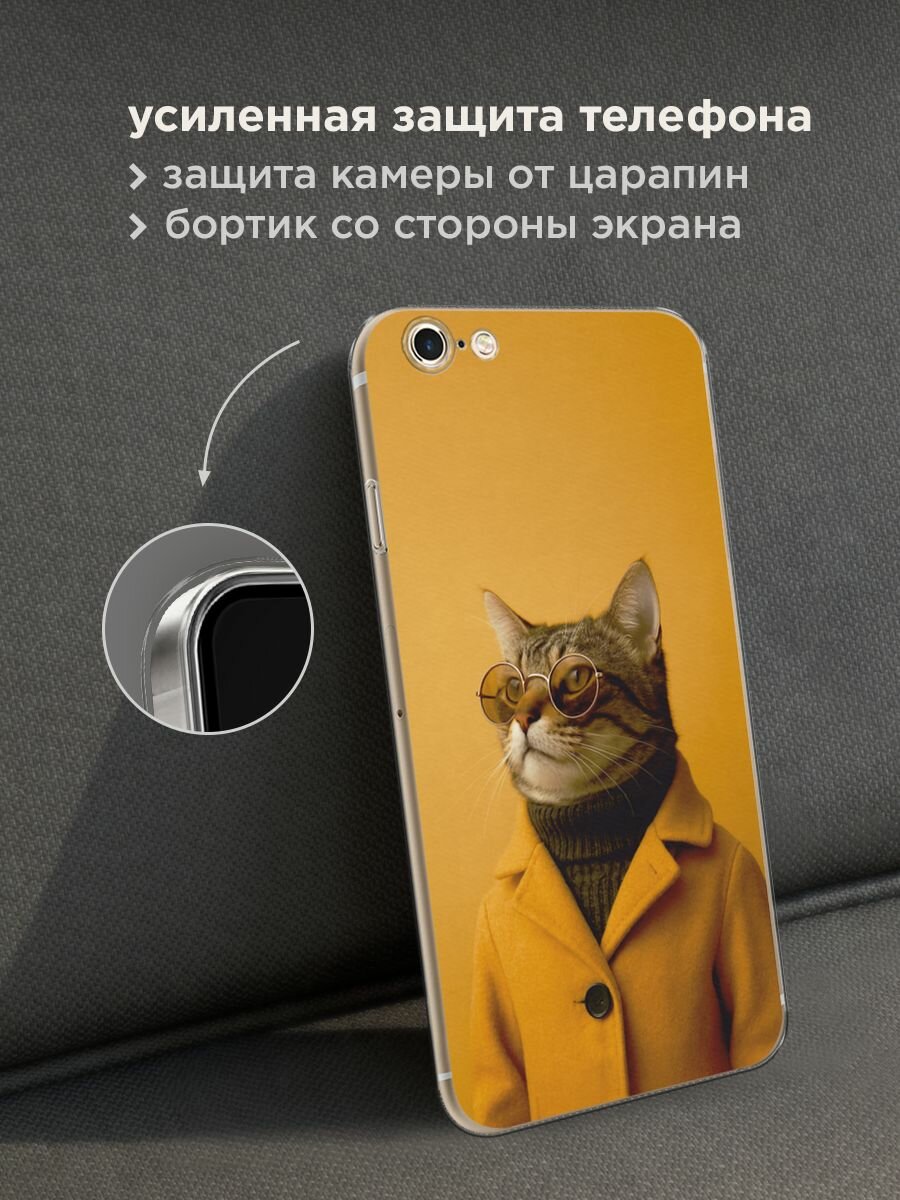 Чехол на Apple iPhone 6 Plus/6S Plus / Айфон 6 Плюс/Айфон 6С Плюс с принтом "Деловой кот в пальто" — фото 1