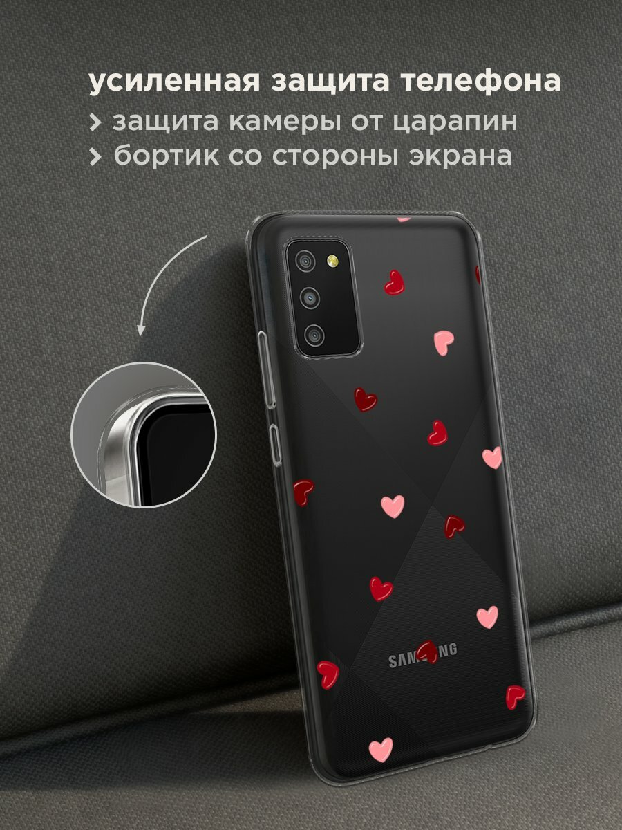 Чехол на Samsung Galaxy A02s / Самсунг Галакси A02s с принтом "Бордовые сердечки 2" — фото 1