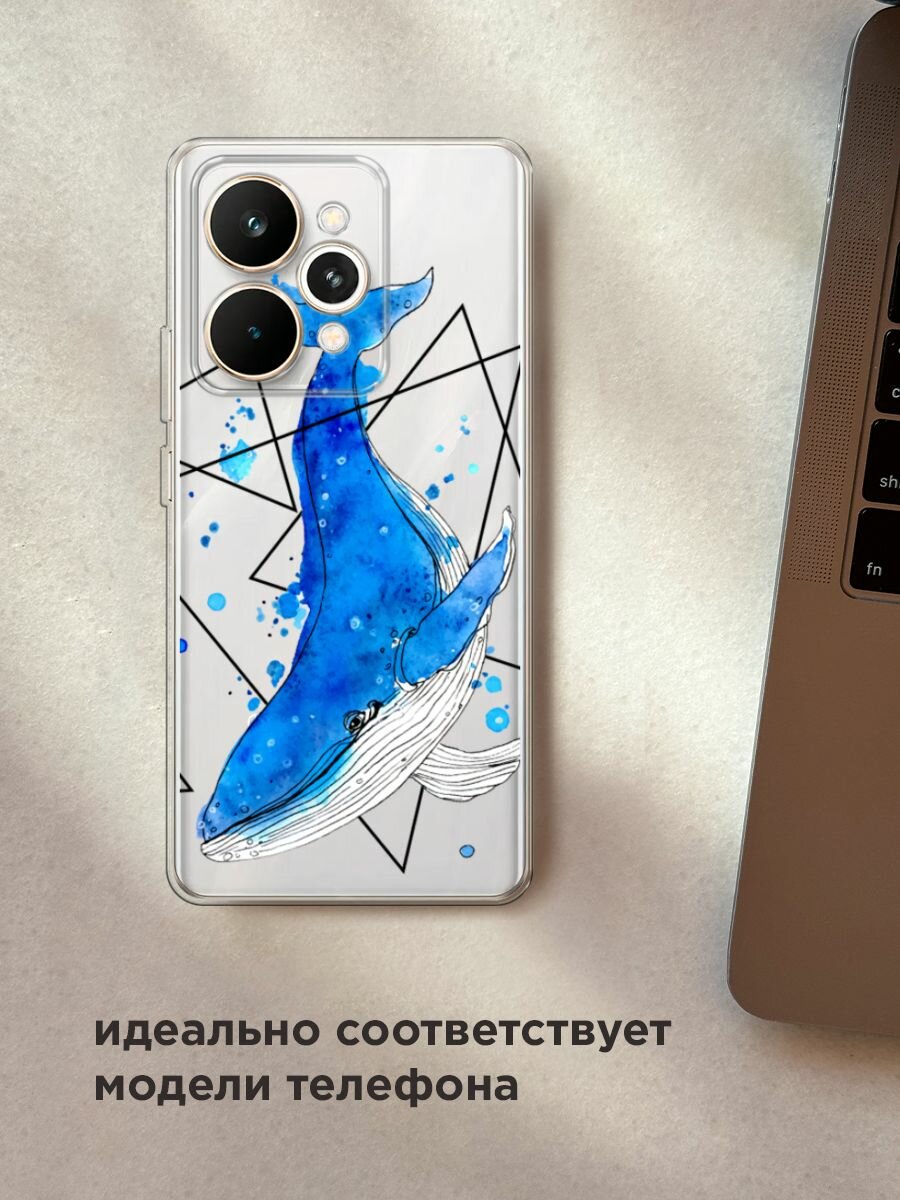 Чехол на Realme 15 Pro / Реалми 15 Про с принтом "Кит графика", прозрачный — фото 1