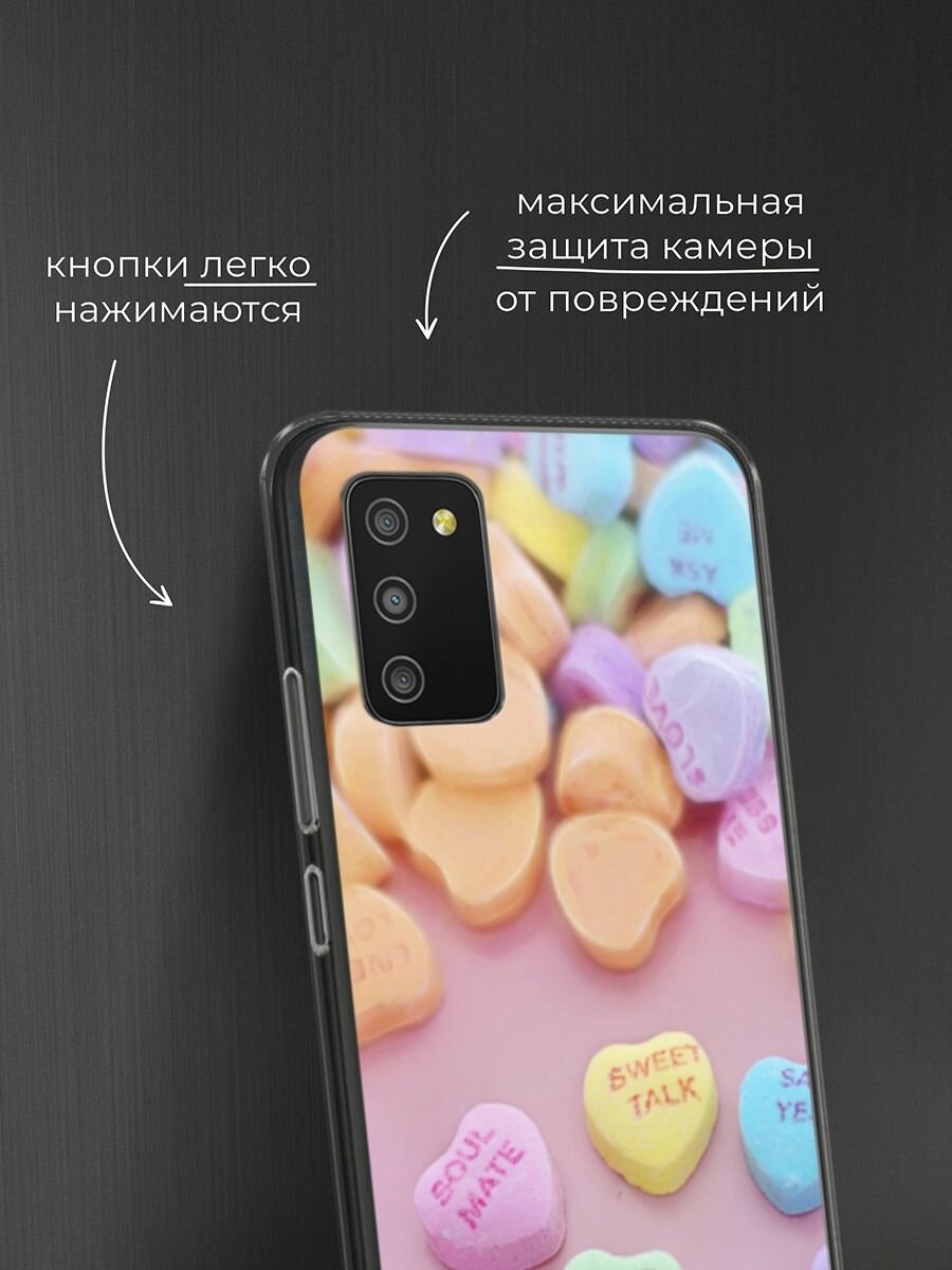 Чехол на Samsung Galaxy A02s / Самсунг Галакси A02s с принтом "Конфетки сердечки 2" — фото 1