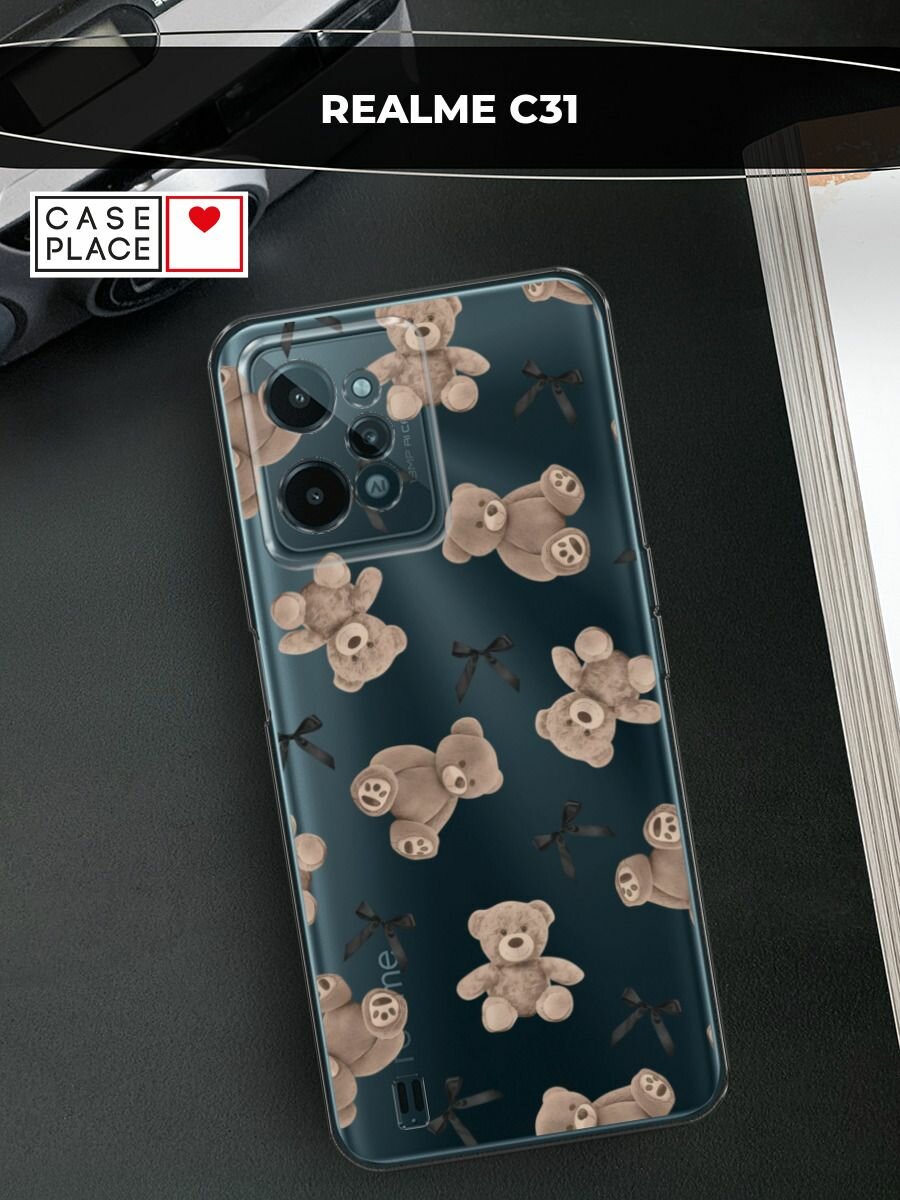 Чехол на Realme C31 / Реалми C31 с принтом "Плюшовые мишки 2", прозрачный