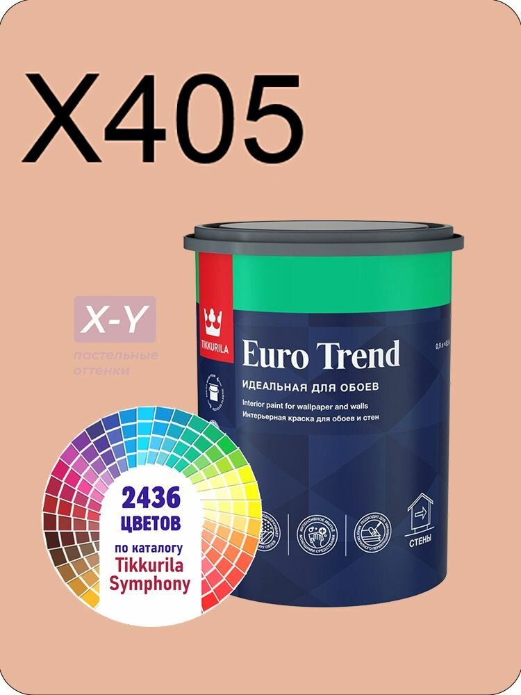 Краска для обоев Tikkurila Euro Trend 0,9л. пастельные оттенки X405