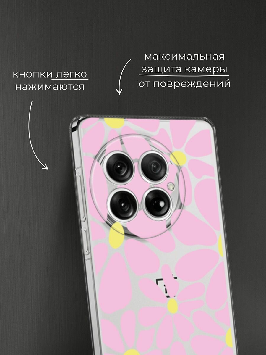 Чехол на OnePlus 13 / Ван Плас 13 с принтом "Розовые лепестки 2", прозрачный — фото 1