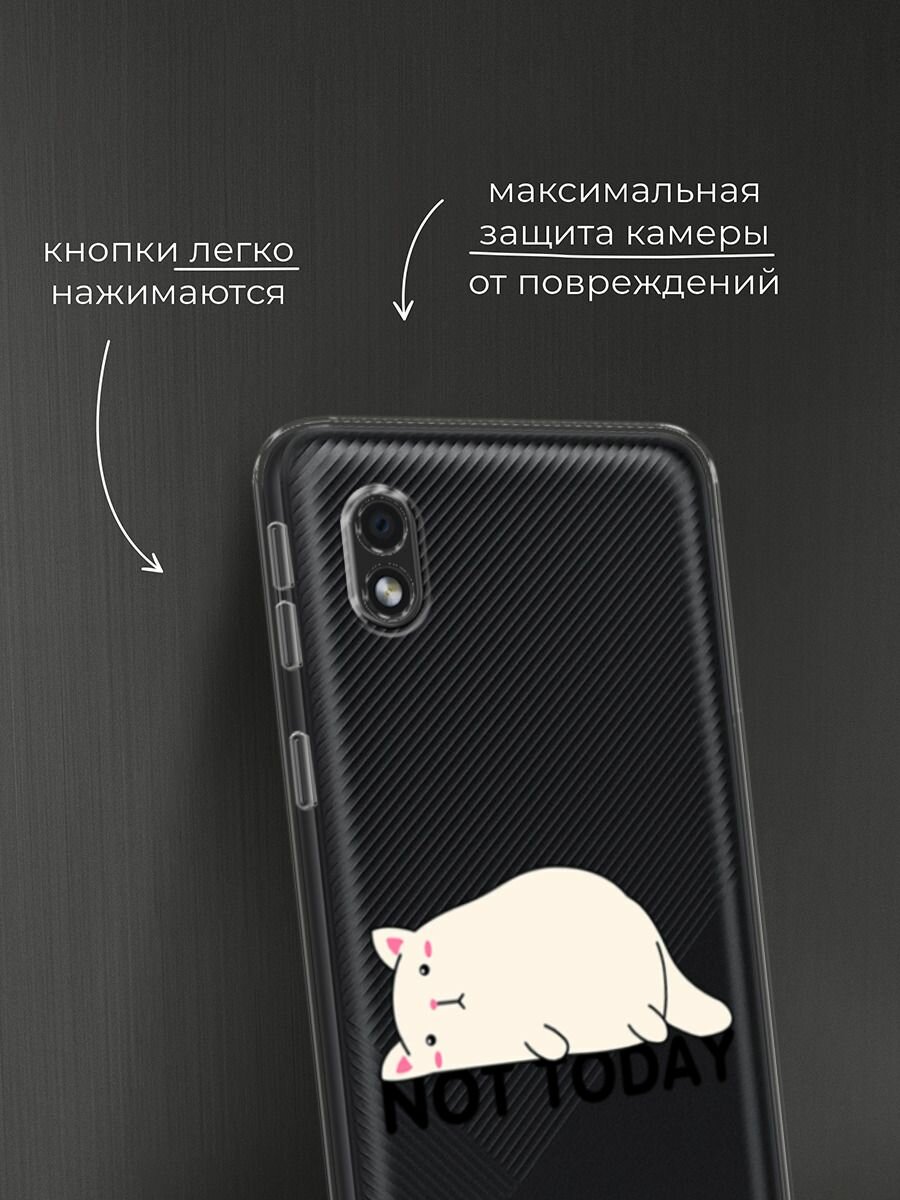 Чехол на Samsung Galaxy A01 Core / Самсунг Галакси А01 Core с принтом "Cat not today", прозрачный — фото 1