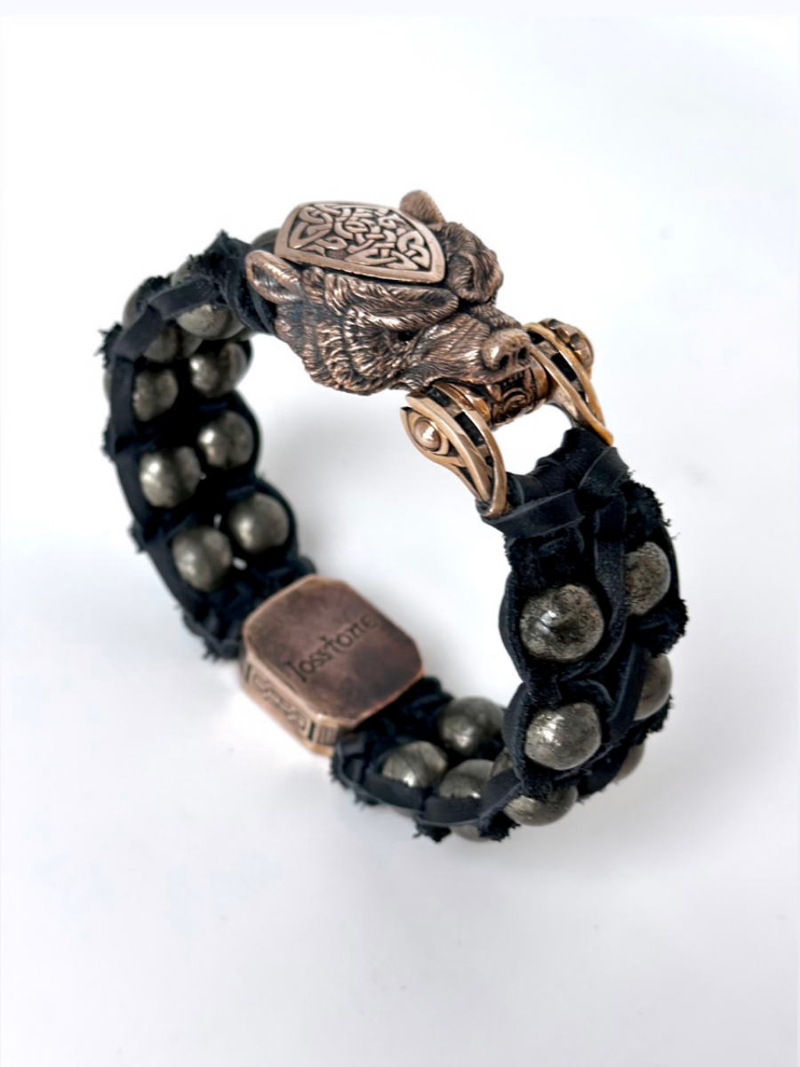 Славянский оберег, браслет Josstone, пирит, металл