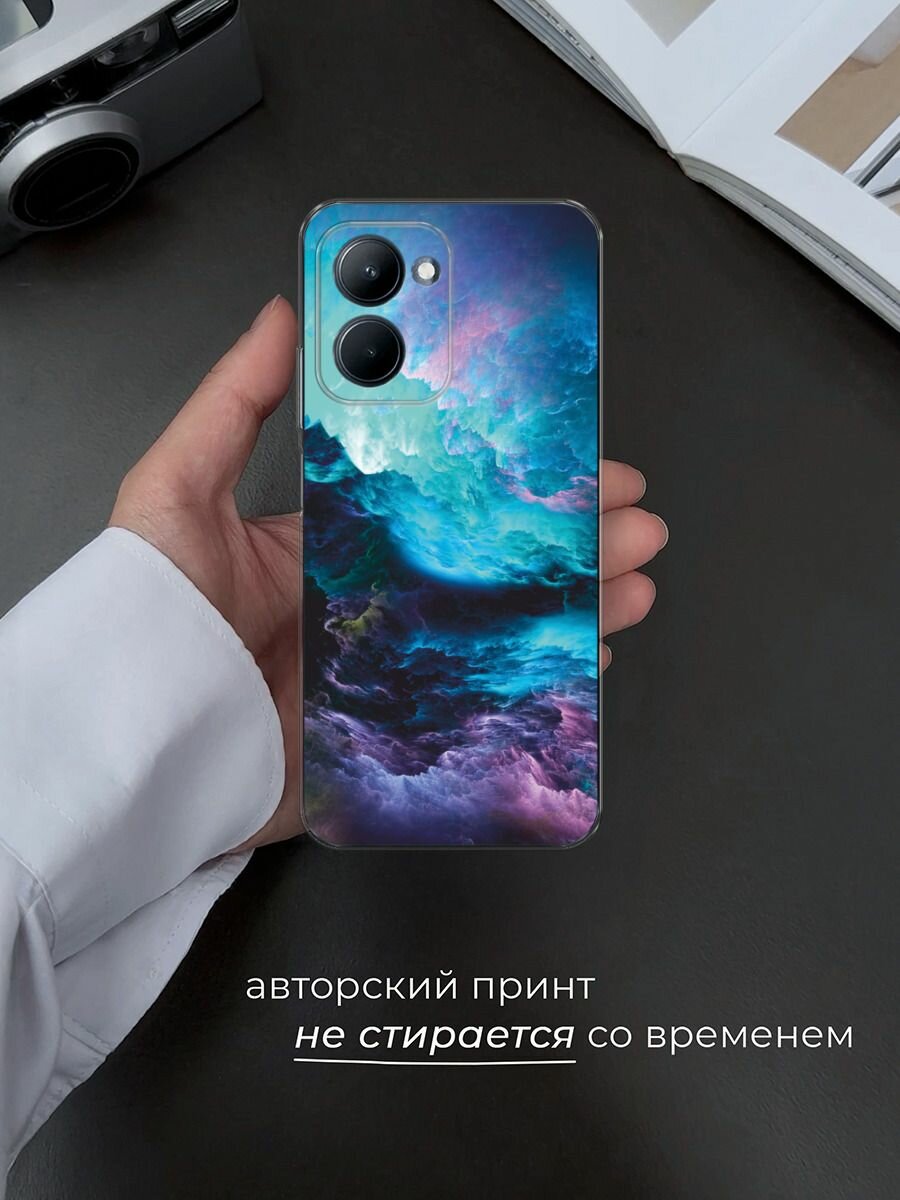 Силиконовый чехол на Realme C33 / Реалми С33 с принтом "Бирюзовое небо" — фото 1