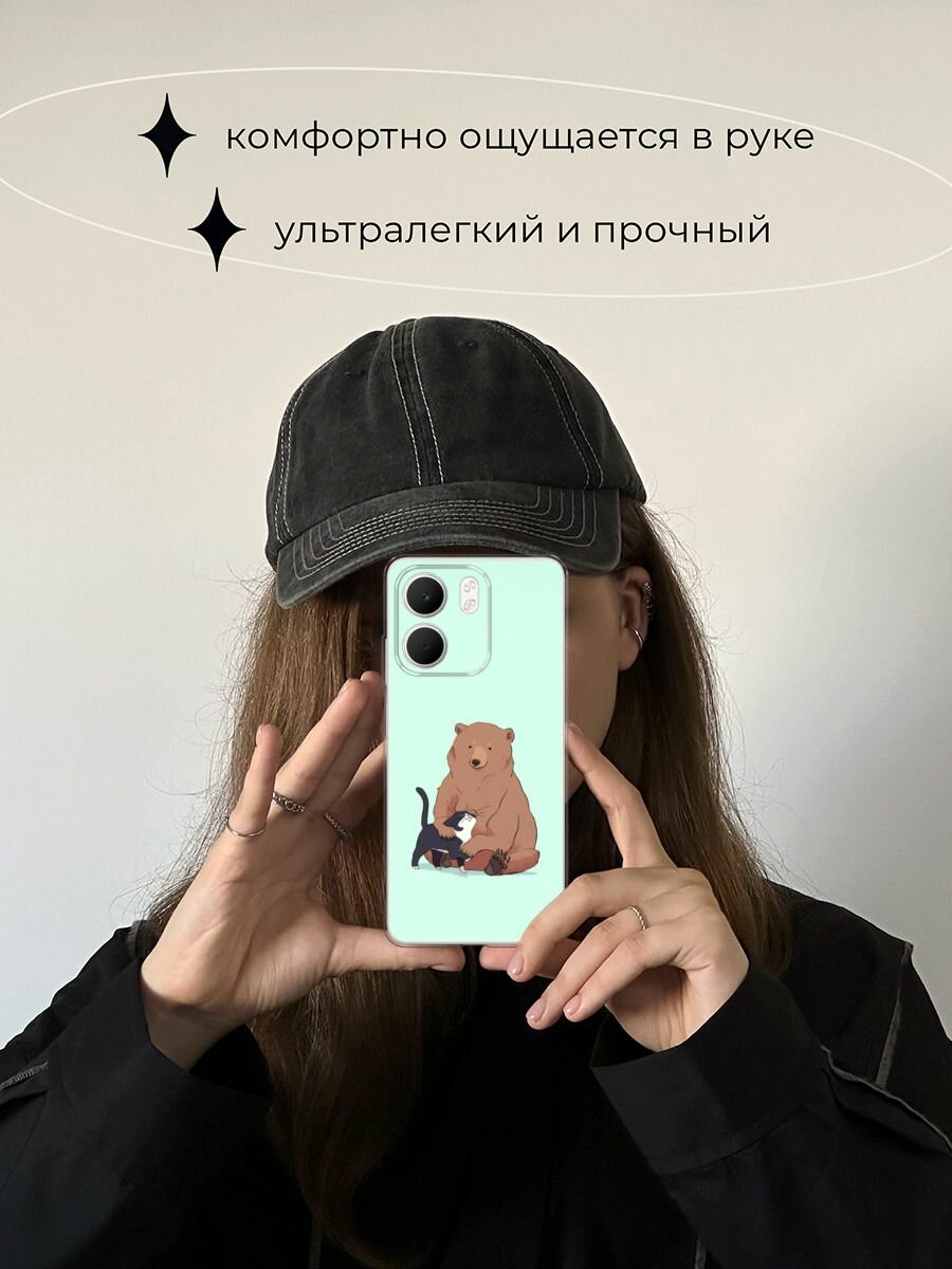 Чехол на Oppo A5x / Оппо А5x с принтом "Медведь и кошка дружба" — фото 1