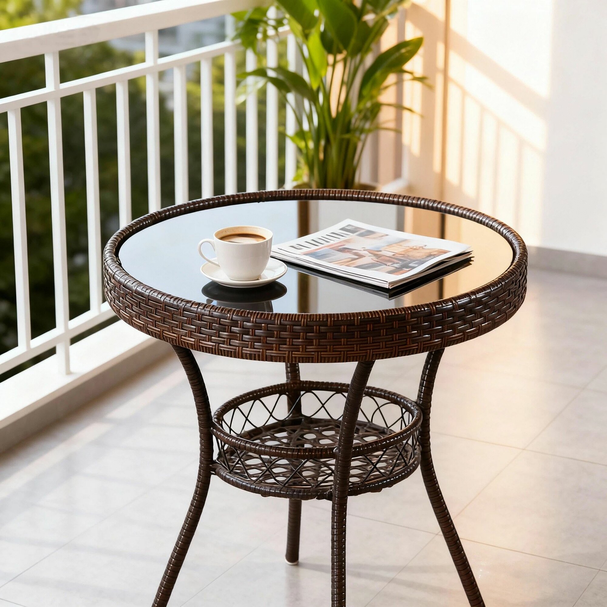 Садовый столик Джи Чонг "Кружева Нью", круглая столешница, металл, 60 см