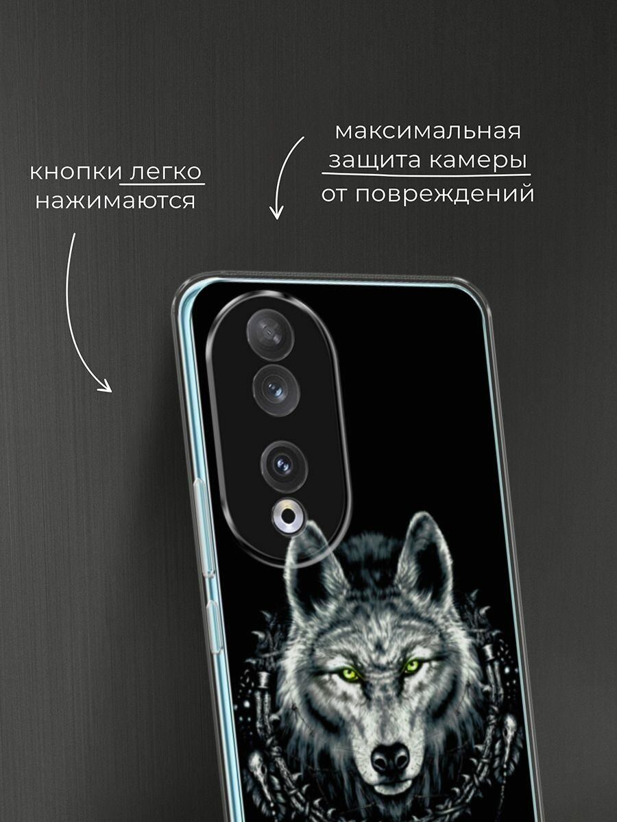 Силиконовый чехол на Honor 90 / Хонор 90 с принтом "Волк оберег" — фото 1