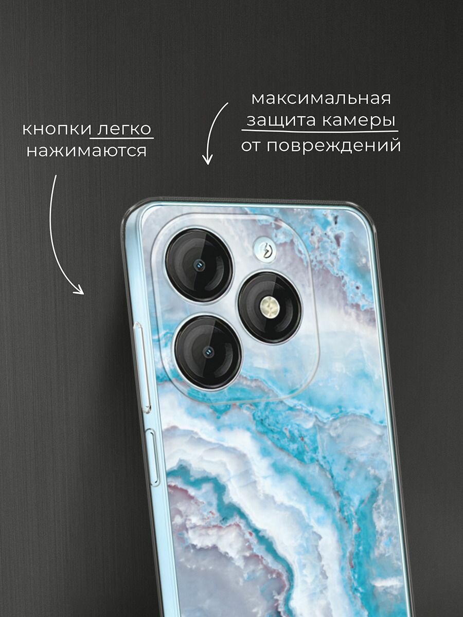 Чехол на Itel P55 / Ител Р55 с принтом "Нежно-голубой мрамор" — фото 1